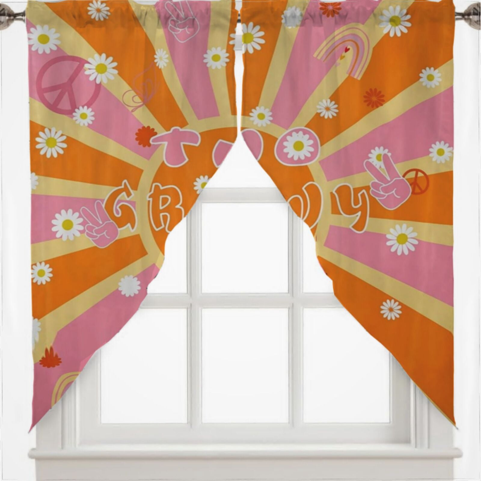 Two Groovy Swag Valances For Windows 2 Pack For Kitchen Living Room ...