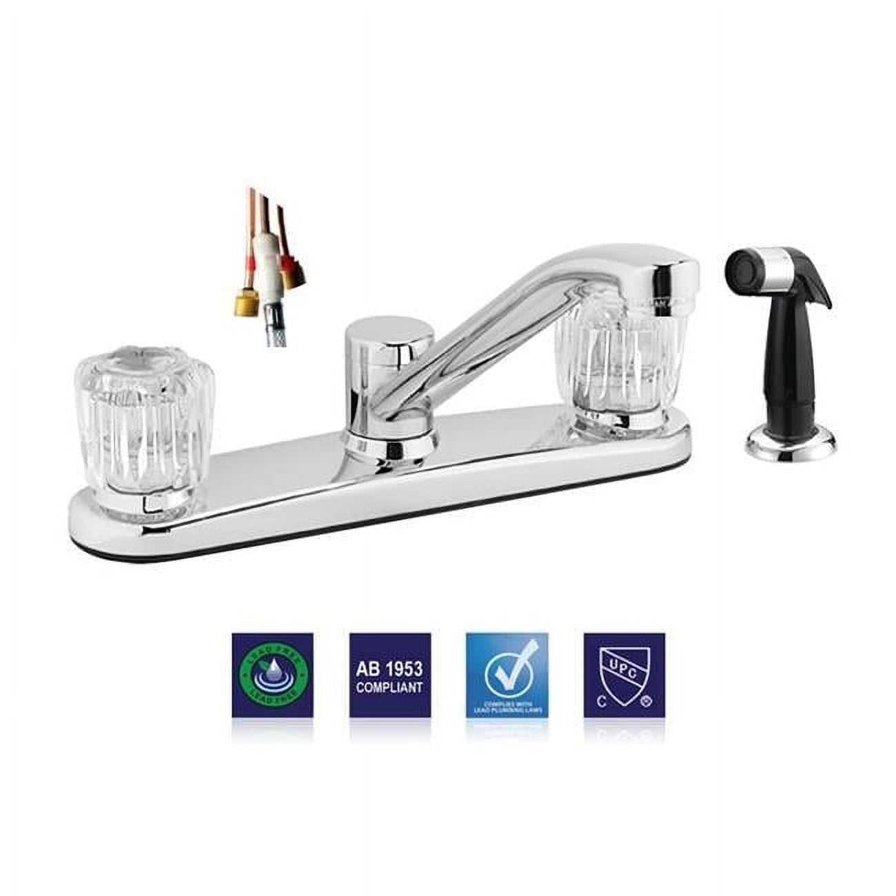 Two Handle Kitchen Faucet - Delta Style Stems with Sprayer - Walmart.com