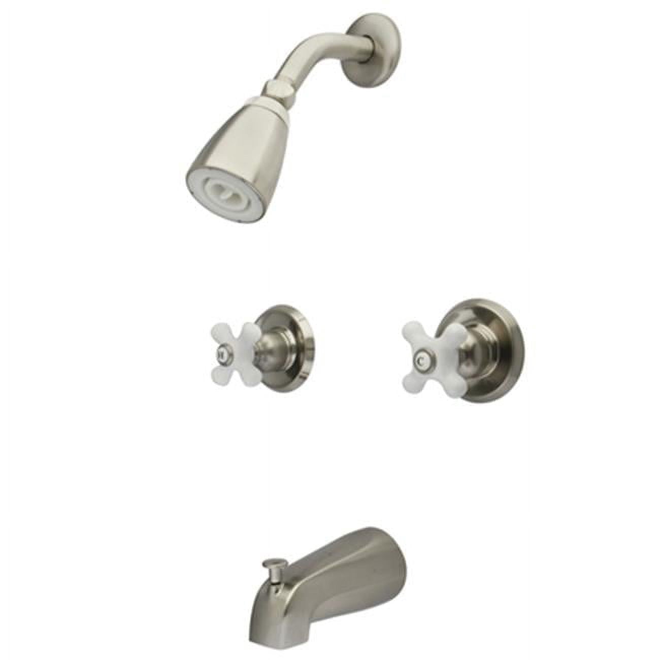 Stylish Double Handle Tub & Shower Faucet with Satin Nickel Finish ...