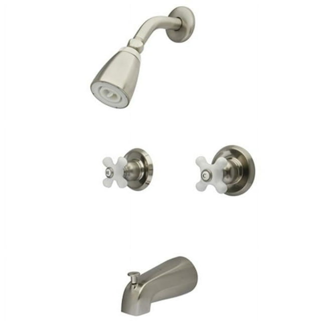 Stylish Double Handle Tub & Shower Faucet with Satin Nickel Finish ...