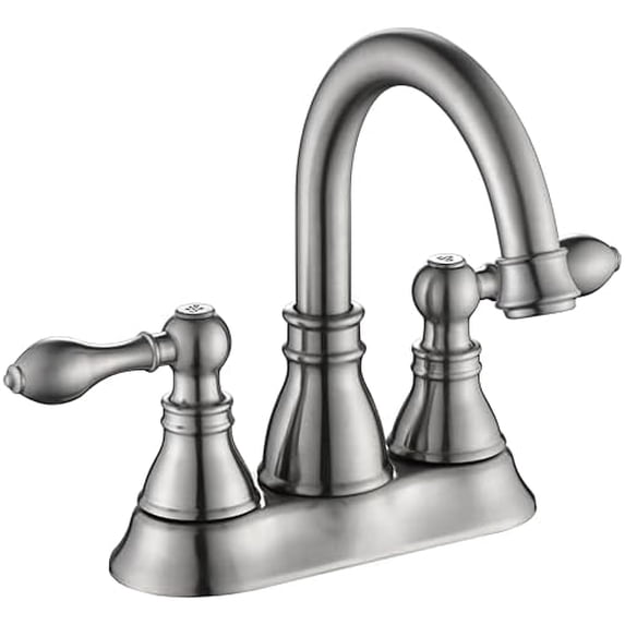 Two Handles Brushed Nickel Bathroom Faucet 3 Hole Sink Faucet with ...