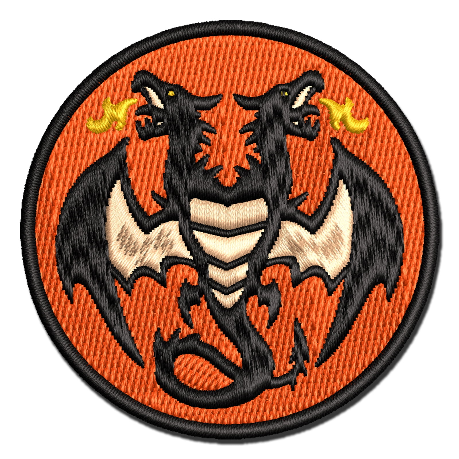 Two Headed Dragon Drake Wyvern Applique Multi-Color Embroidered Iron-On ...