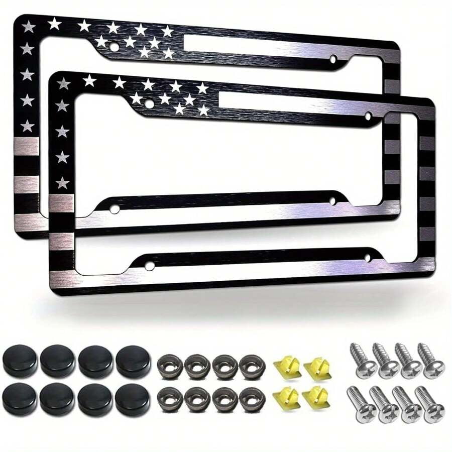 Two High-Quality Aluminum Alloy License Plate Frames With Patriot Star ...
