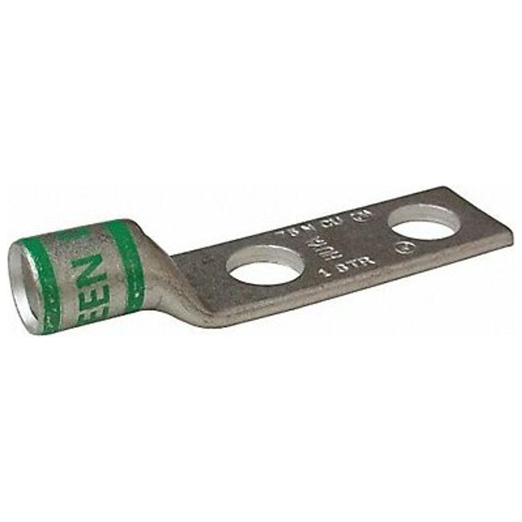 Two-Hole Compression Lug, 1 AWG Max, 1/2 in Stud, Short Barrel, Copper ...