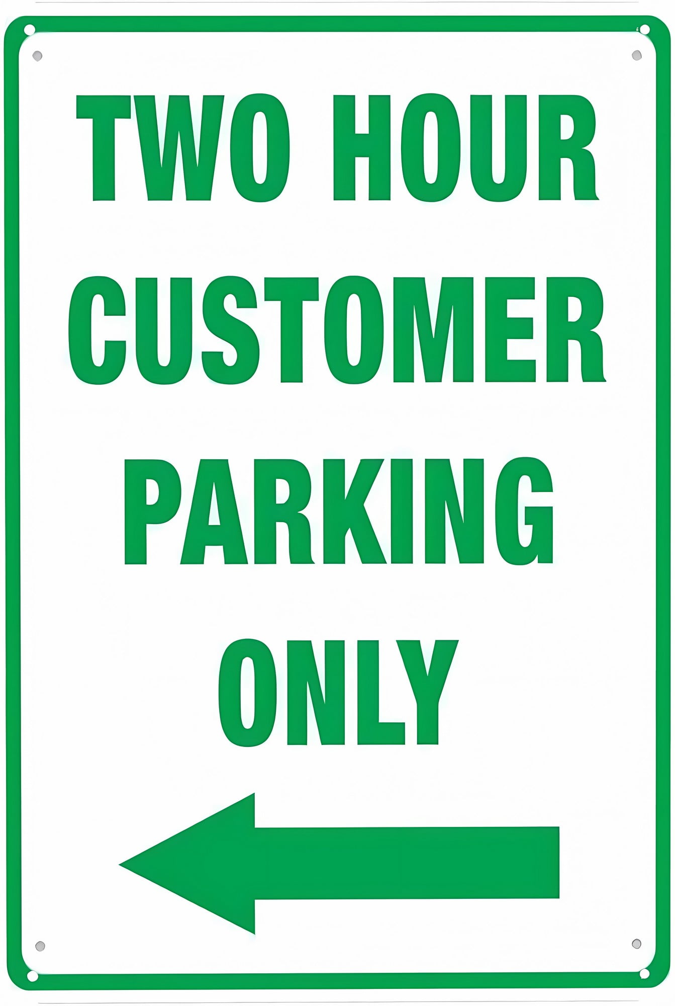 Two Hour Customer Parking Only Left Arrow Sign - 8"x12" Vintage Metal ...