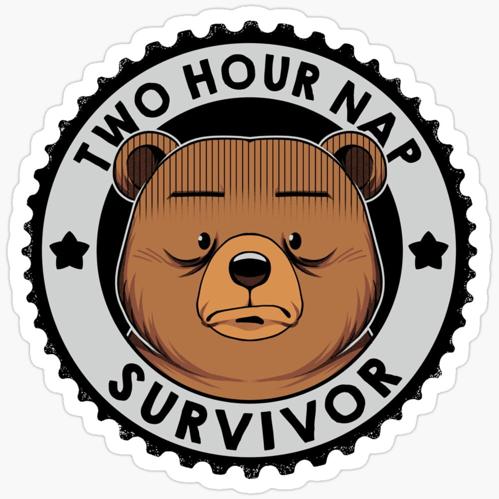 Two Hour Nap Survivor Bear Sticker Phone Decal Water Bottle Stickers ...