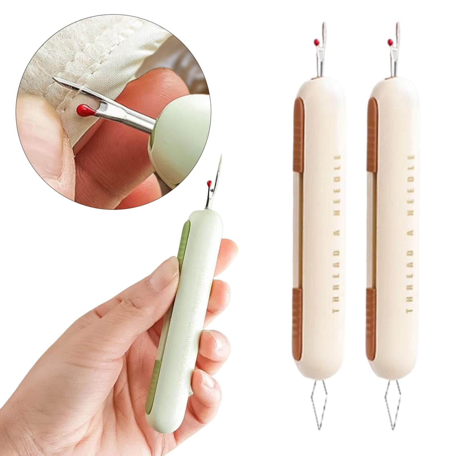 Two-In-One Needle Threading And Thread Removal Device 2Pc Cream Color|2 ...