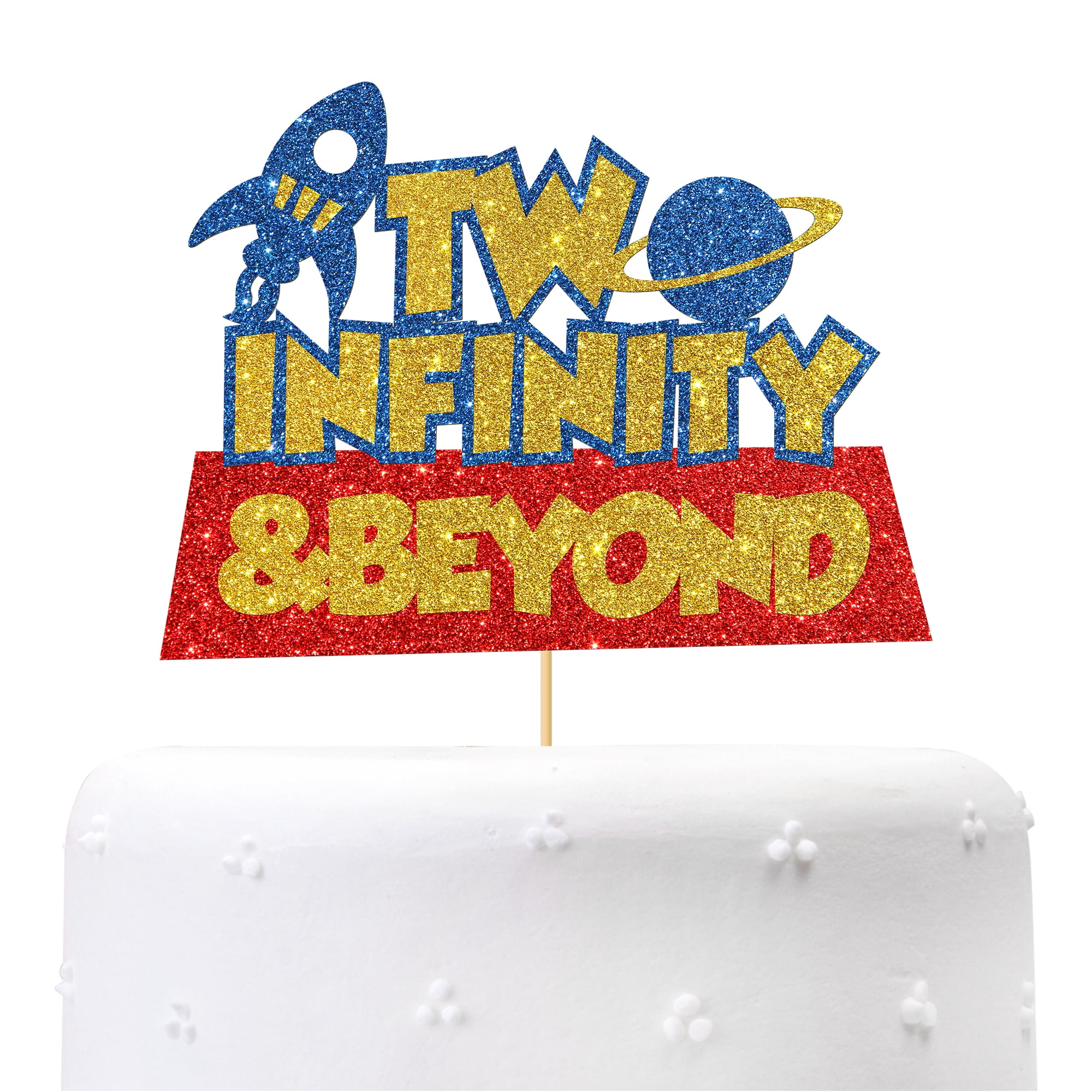 2nd Birthday Space Themed Cake Topper, 'Two Infinity And Beyond ...