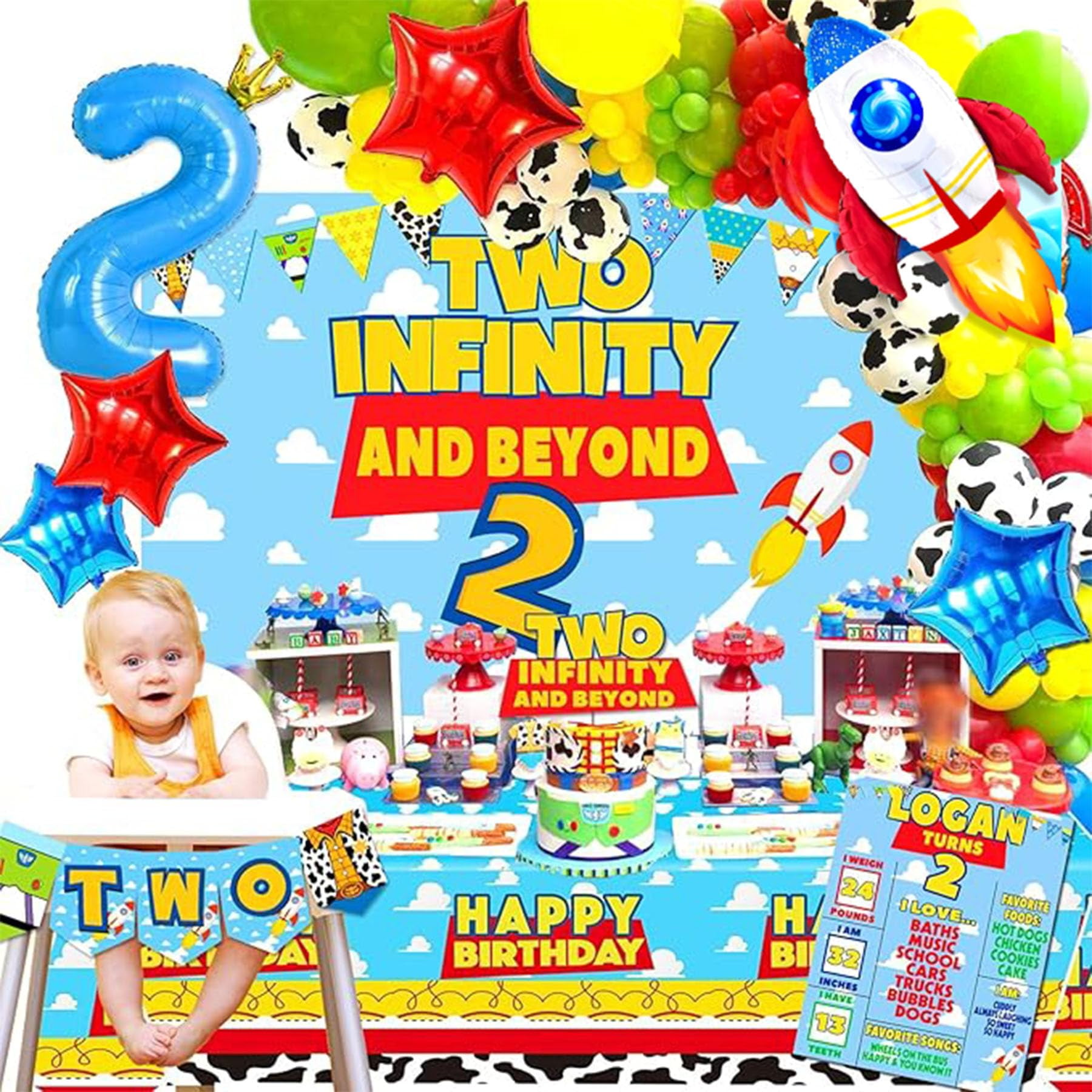 Two Infinity and Beyond SSF20 Birthday Decorations, Story 2nd Birthday Balloon Garland Arch ...