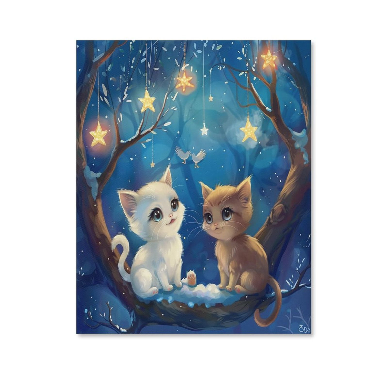 Two Kittens On A Snowy Day Poster Canvas- Perfect for Wall Artrations ...
