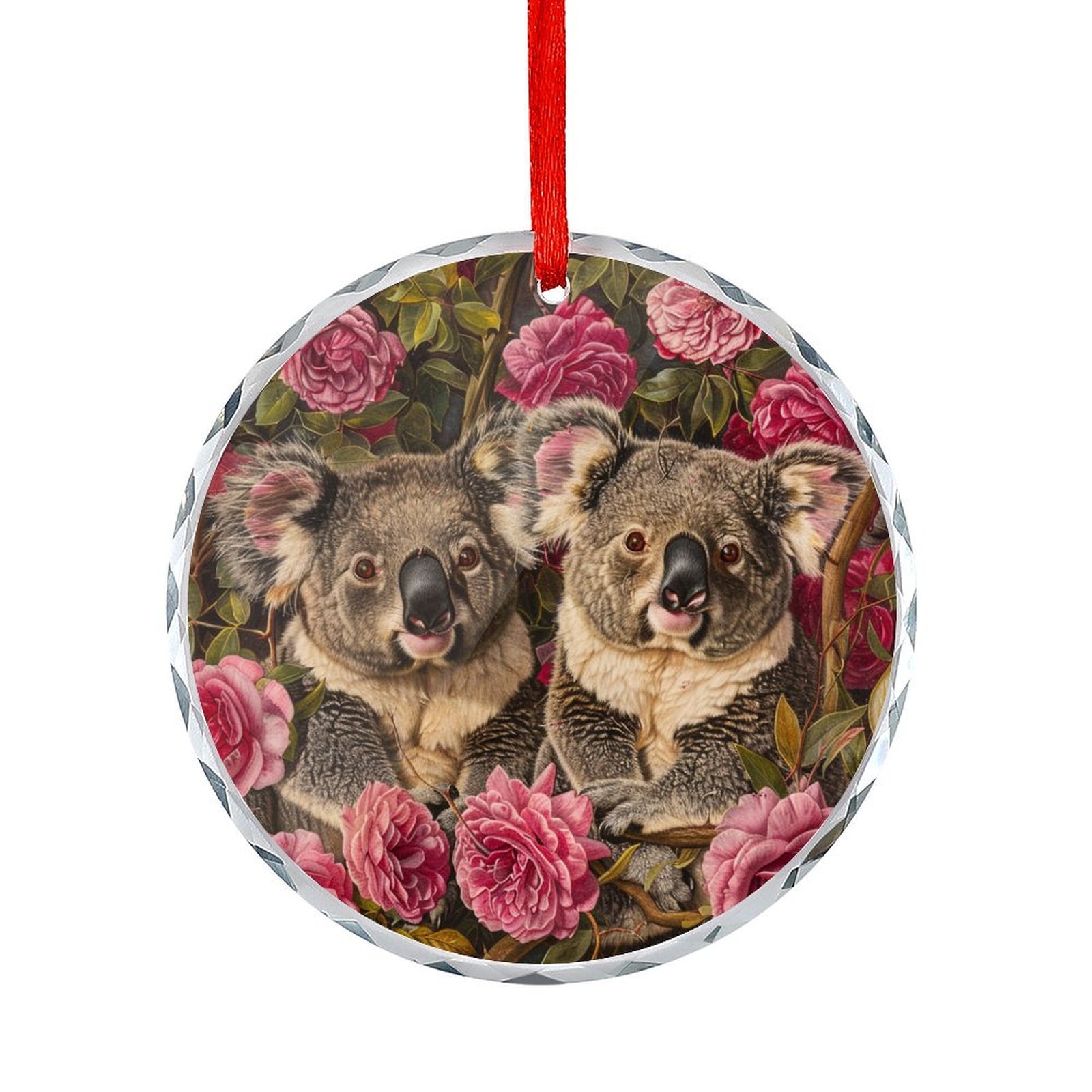 Two Koala Bears On Pink Roses Xmas Ornament Koala Bear Trees Round ...