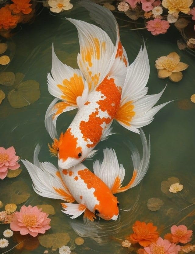 Two Koi Fish in A Pond Puzzles for Adults 500 Pieces, Impossible Hard ...