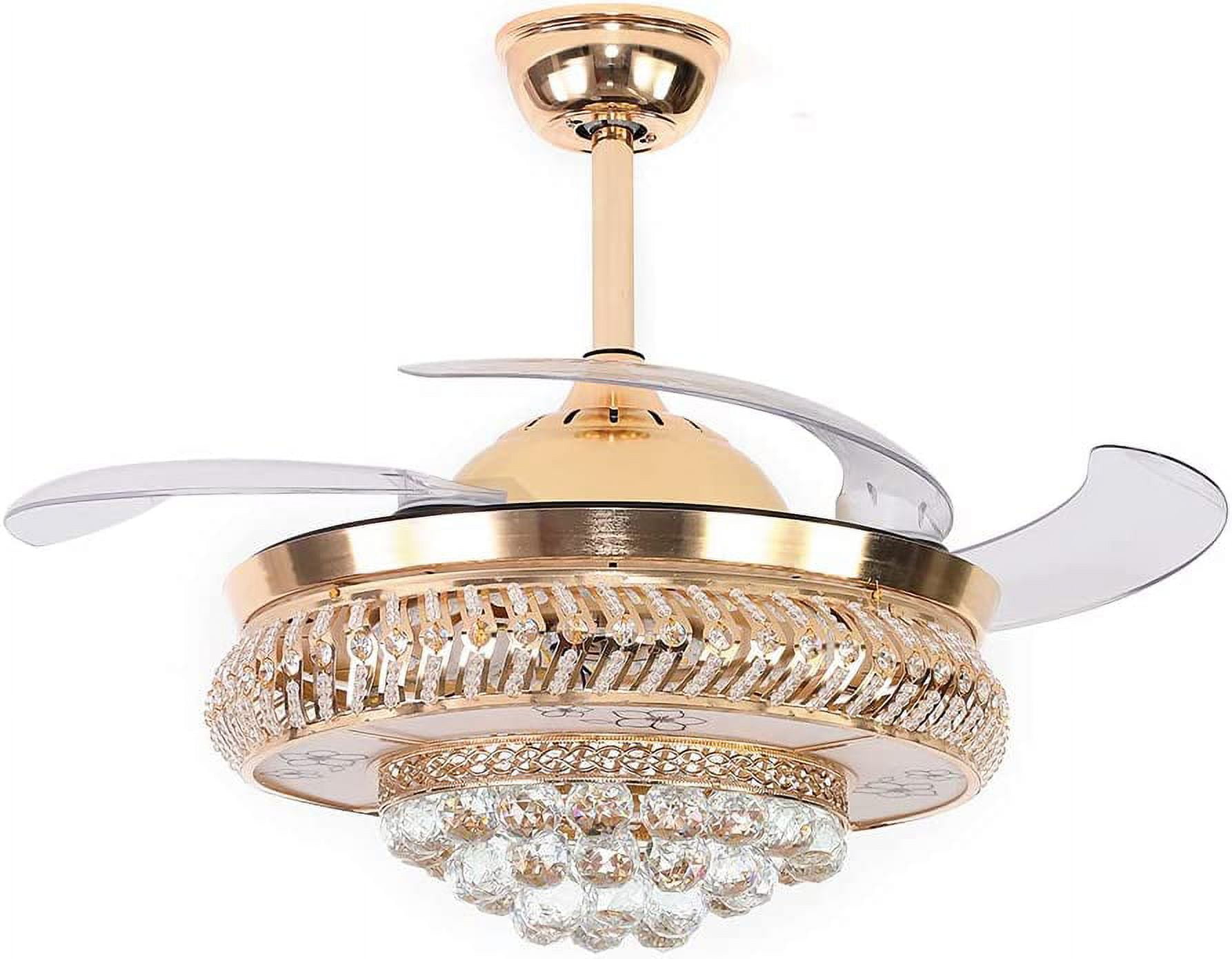 Two Layers K9 Crystal Celing Fans with Light Led Invisible Fan Light ...