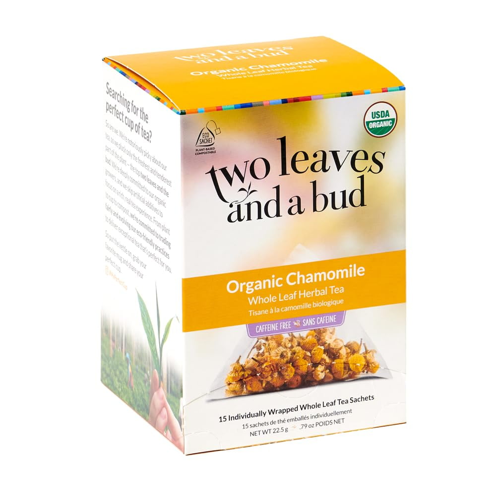 Two Leaves and a Bud Organic Chamomile Herbal Tea Bags, Naturally ...