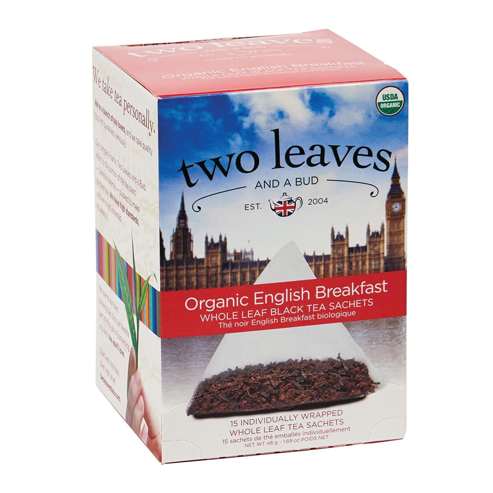 Two Leaves and a Bud Organic English Breakfast Tea Bags, Caffeinated ...