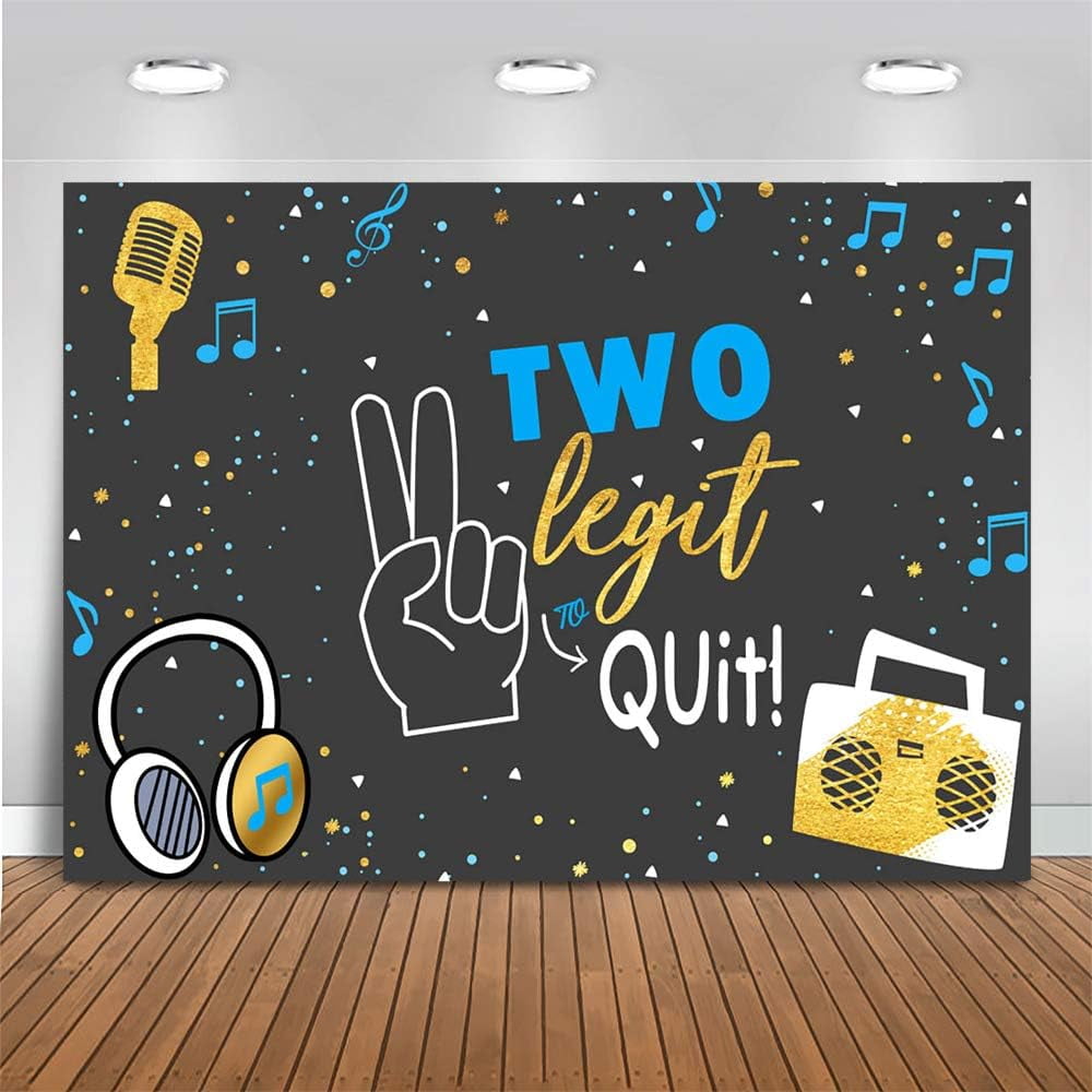 Two Legit To Quit Birthday Backdrop For Cool Boys Hip Hop 2nd Birthday