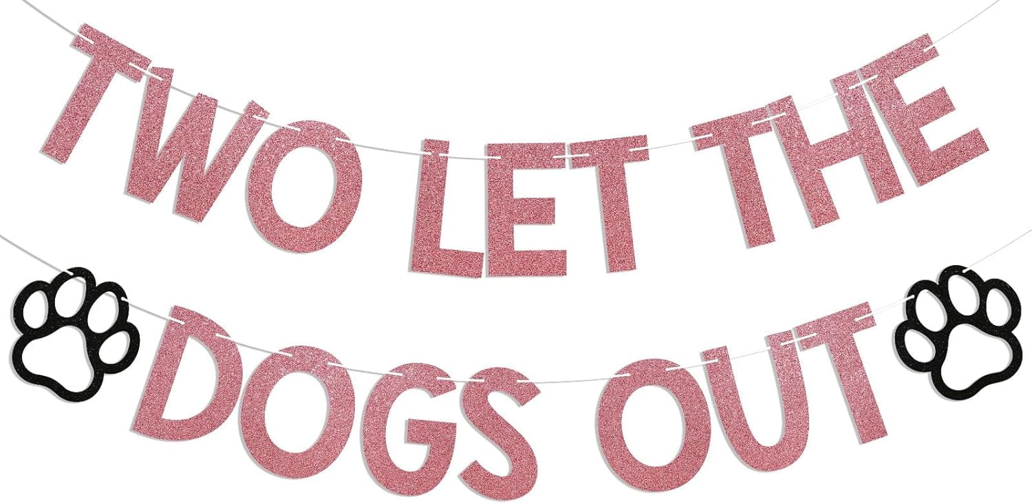 Two Let the Dogs Out Banner - Dog Theme 2nd Birthday Party Decor, Puppy ...
