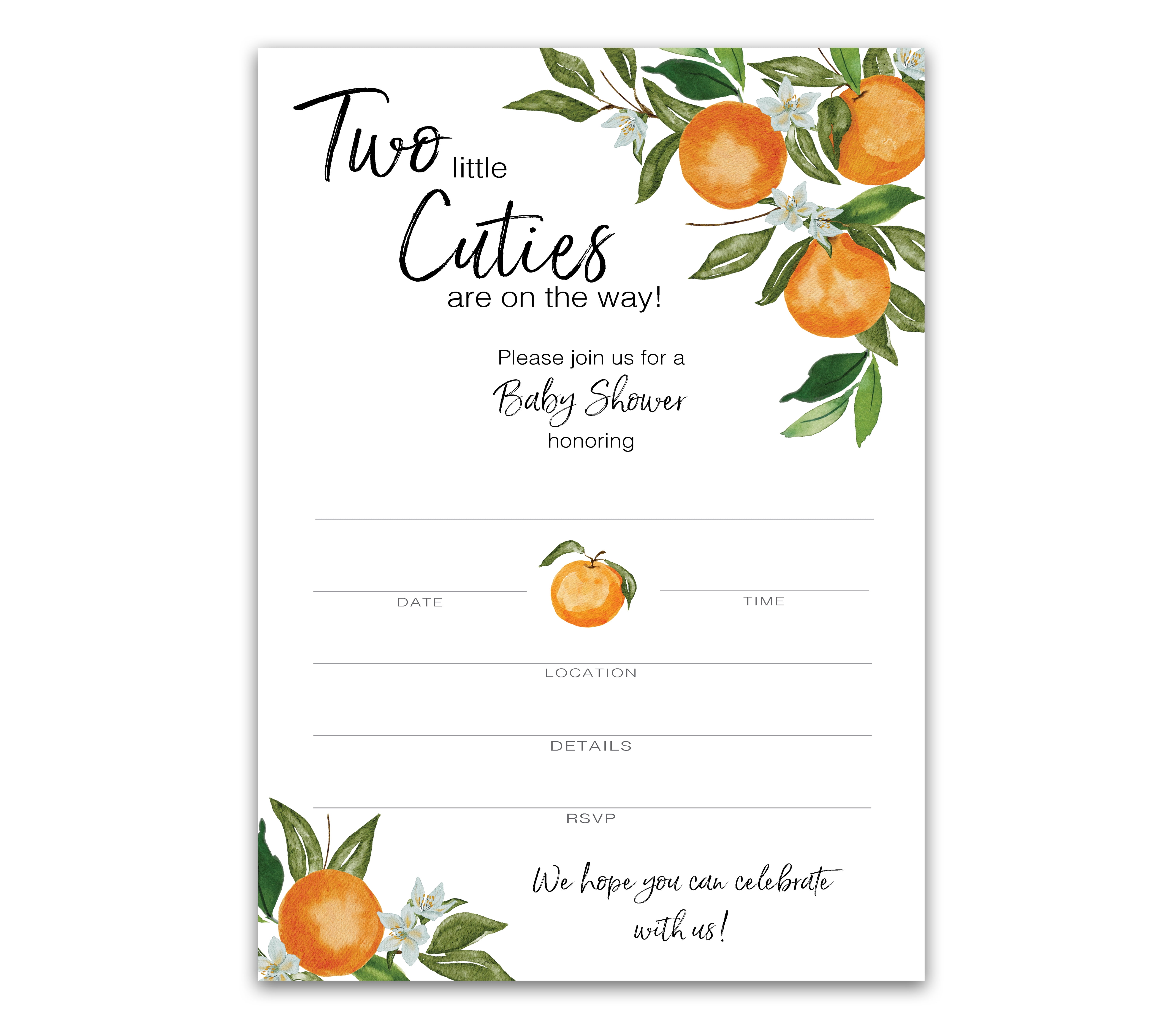 Two Little Cuties are on the Way Invitation — Pack of 25 — Gender ...