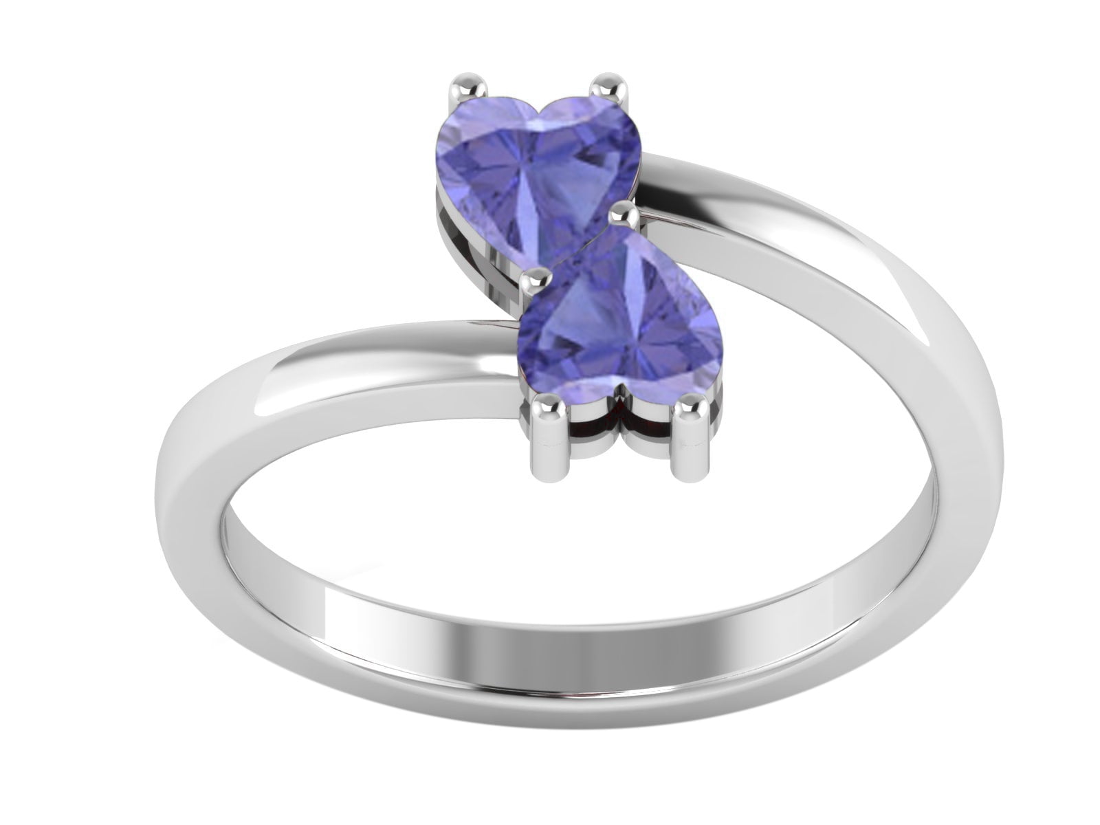 Two Love Heart 5 MM Tanzanite Cz 925 Sterling Silver Mother's Day Gift ...