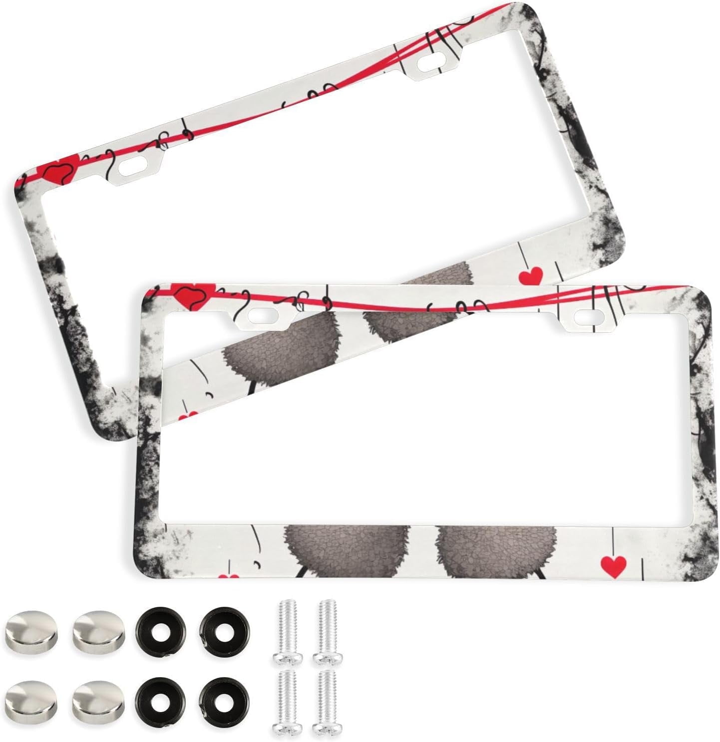 Two Lovely Sheep (2) 2 Pack License Plate Frames,Universal Aluminum Car ...