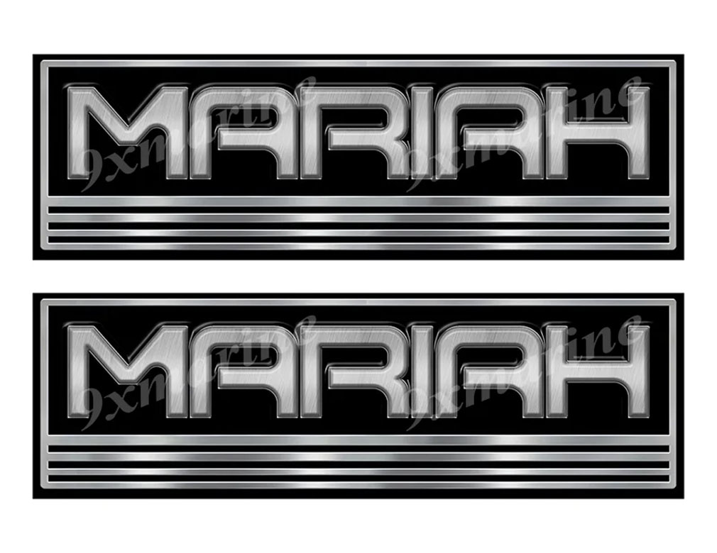 Two Mariah Custom Stickers - 10 inch long set. Remastered Name Plate ...