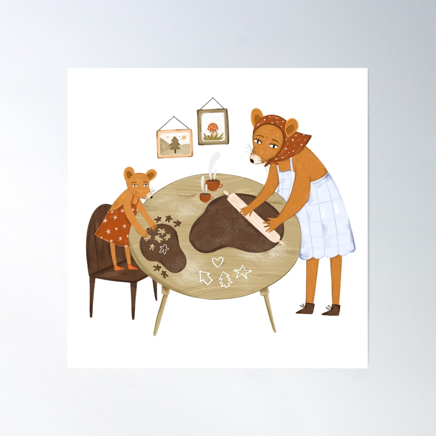 Two Mice Cooking In The Kitchen Poster Wall Art, Modern Wall Decor ...
