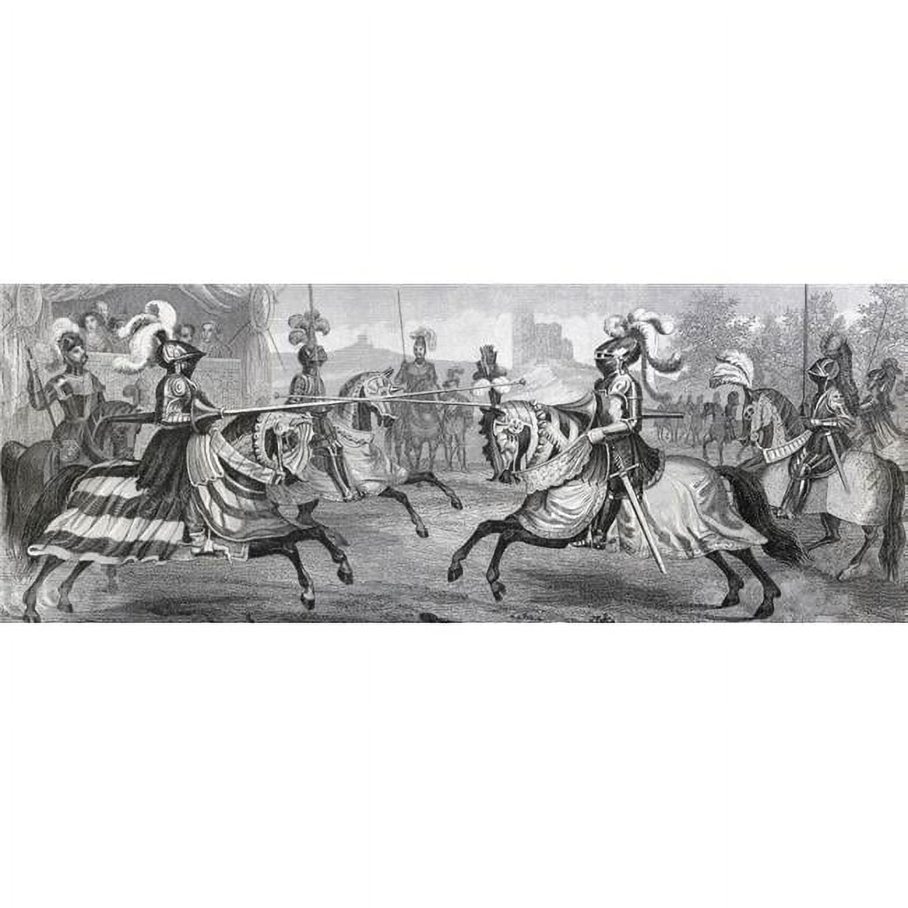 Two Mounted Knights in Full Armour Jousting in A Medieval Tournament ...