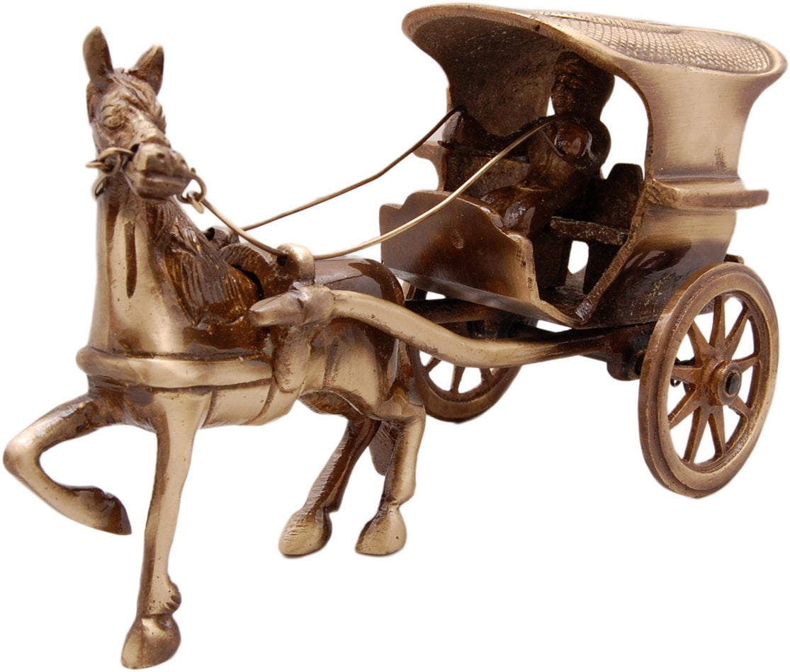 Two Moustaches Brass Horse Cart Replica Showpiece Brass Showpiece for ...