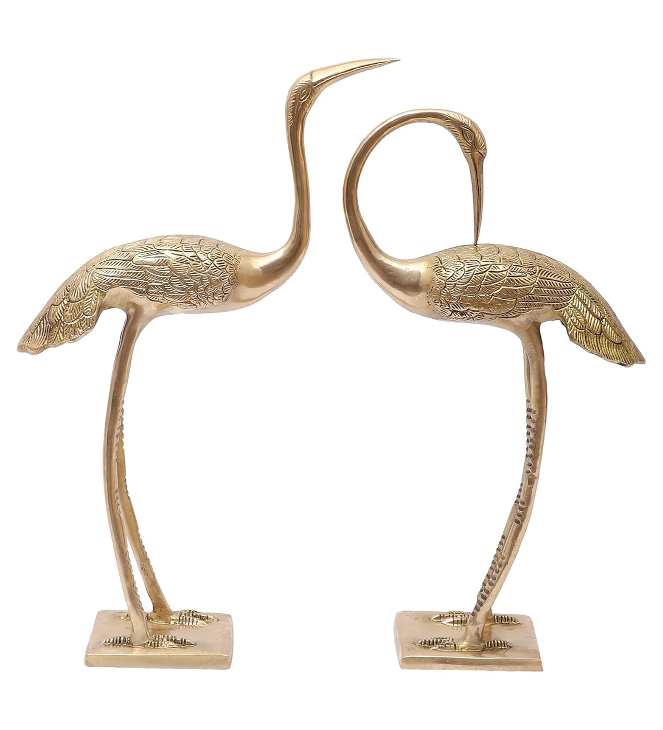 Two Moustaches Love Cranes Pair Brass Flamingo Showpiece Pair Bending ...