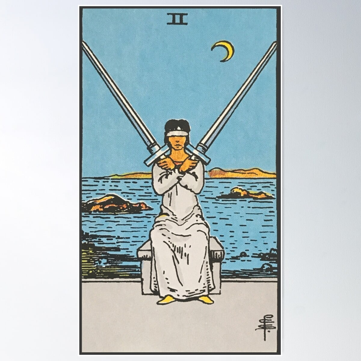 Two Of Swords - Rider Waite Smith Tarot Poster Wall Art, Modern Wall ...
