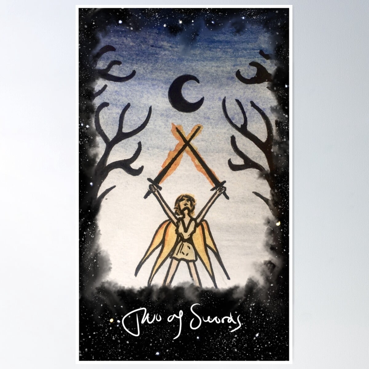 Two Of Swords: Tarotverse Tarot Deck Poster Wall Art, Modern Wall Decor ...