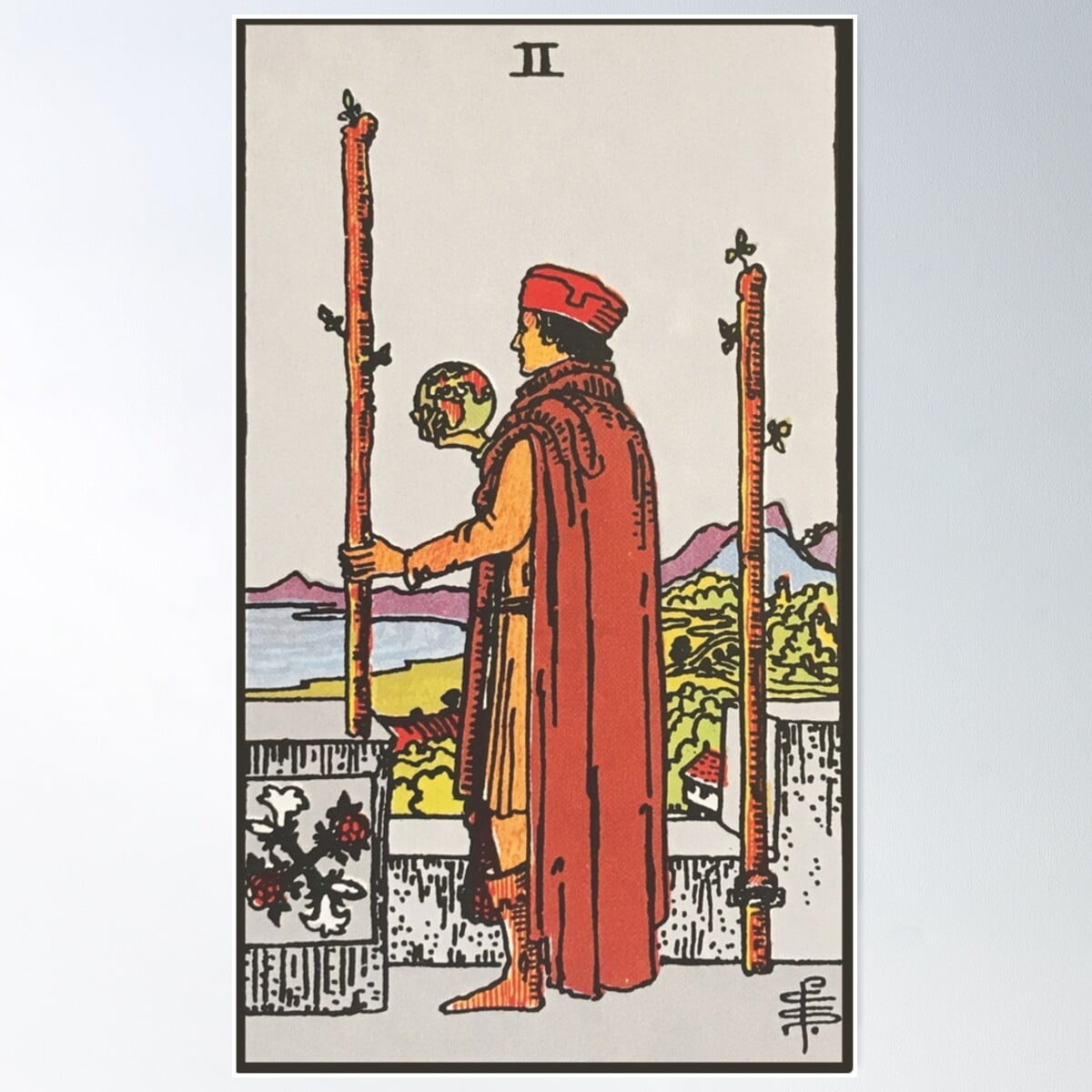 Two Of Wands - Rider Waite Smith Tarot Poster Wall Art, Modern Wall ...