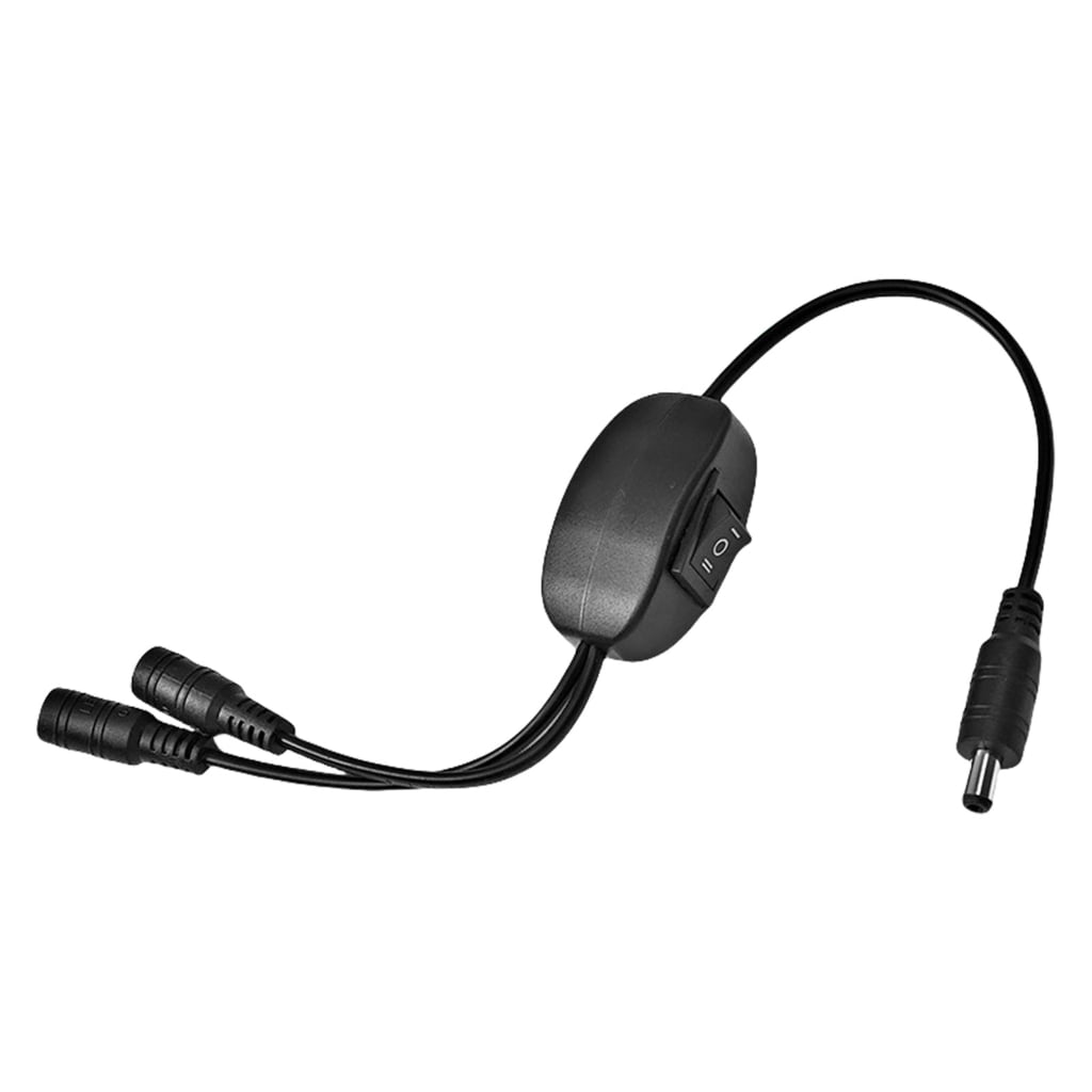 Two Output Power Switches Cable 5.5x2.1mm for LED Lights and Fan 34cm ...