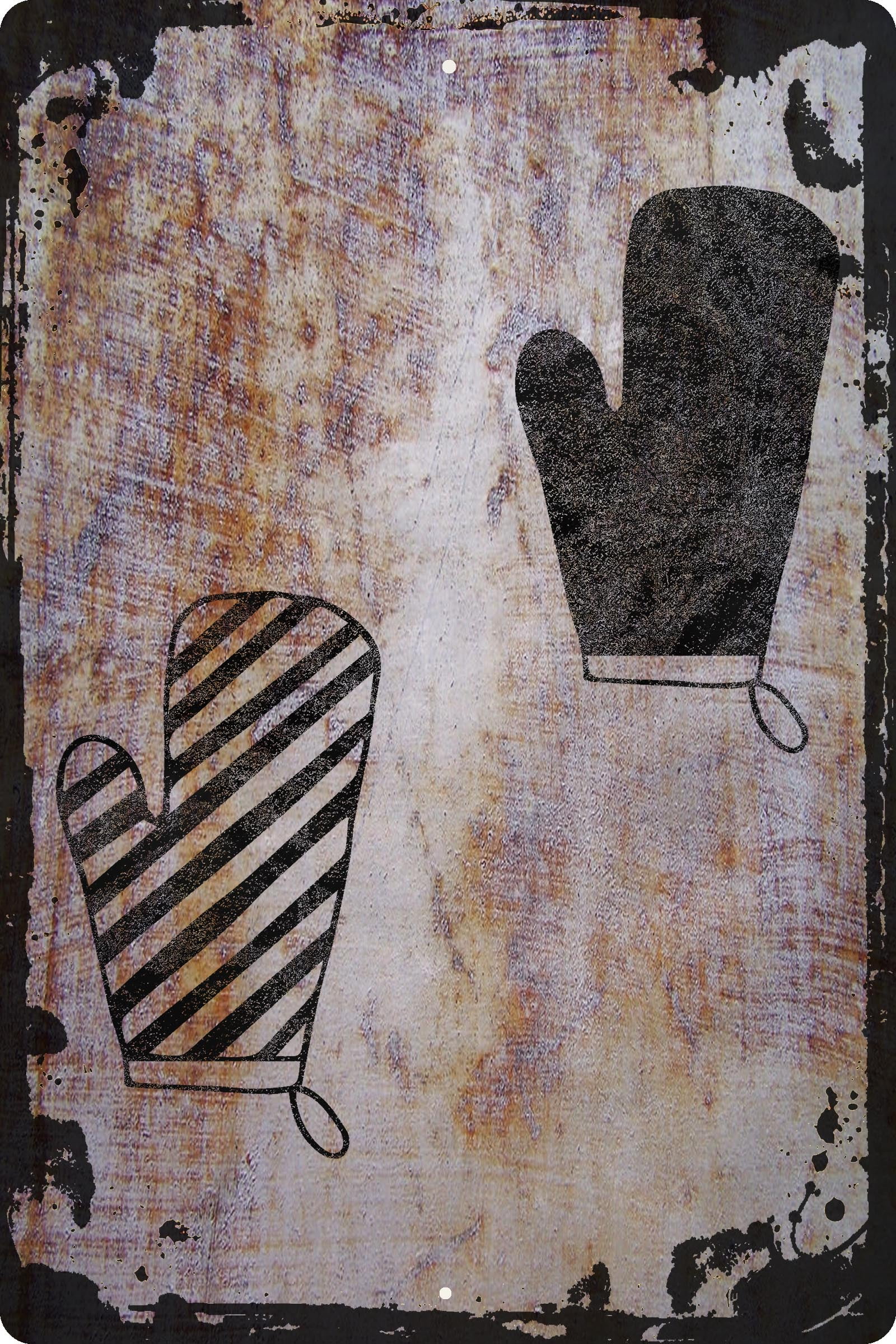 Two Oven Mitts Cute Kitchen Chef Cooking Baking House Warming Beige ...