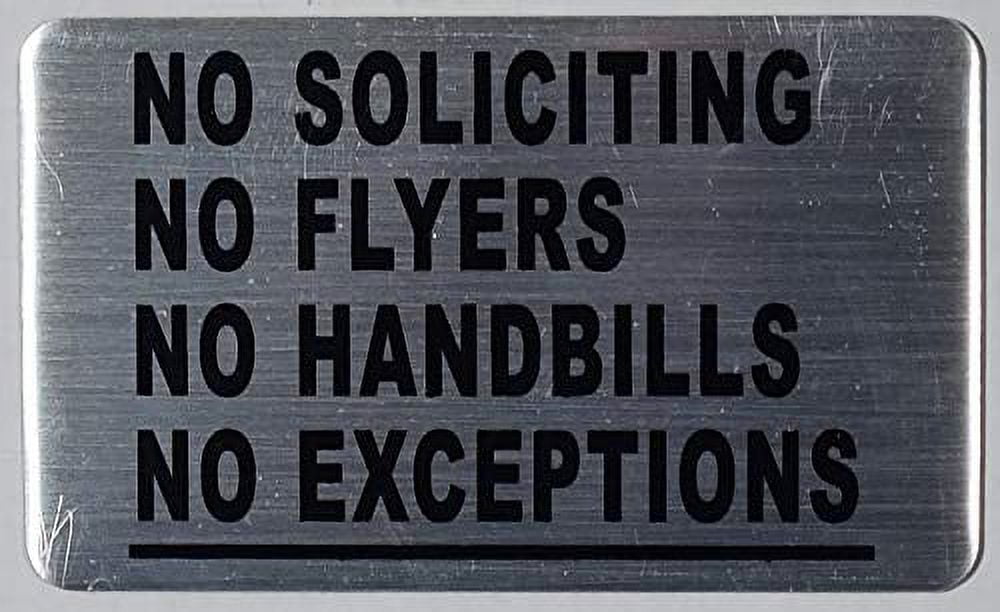 Two PCS (2) NO Soliciting NO Flyers NO HANDBILLS Sign (Silver, Double ...