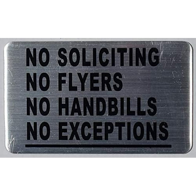 Two PCS (2) NO Soliciting NO Flyers NO HANDBILLS Sign (Silver, Double ...