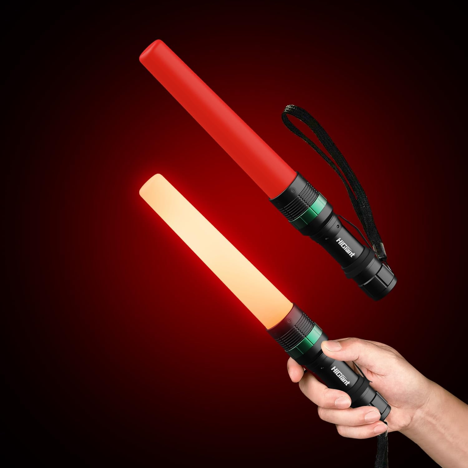 Two Pack 11 inches Traffic Wand, Traffic LED Flashlight with Three ...