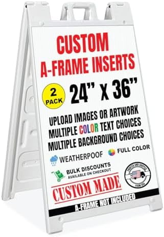Two Pack Custom A-Frame Sign Board 24 x 36 Inch Full Color Print ...