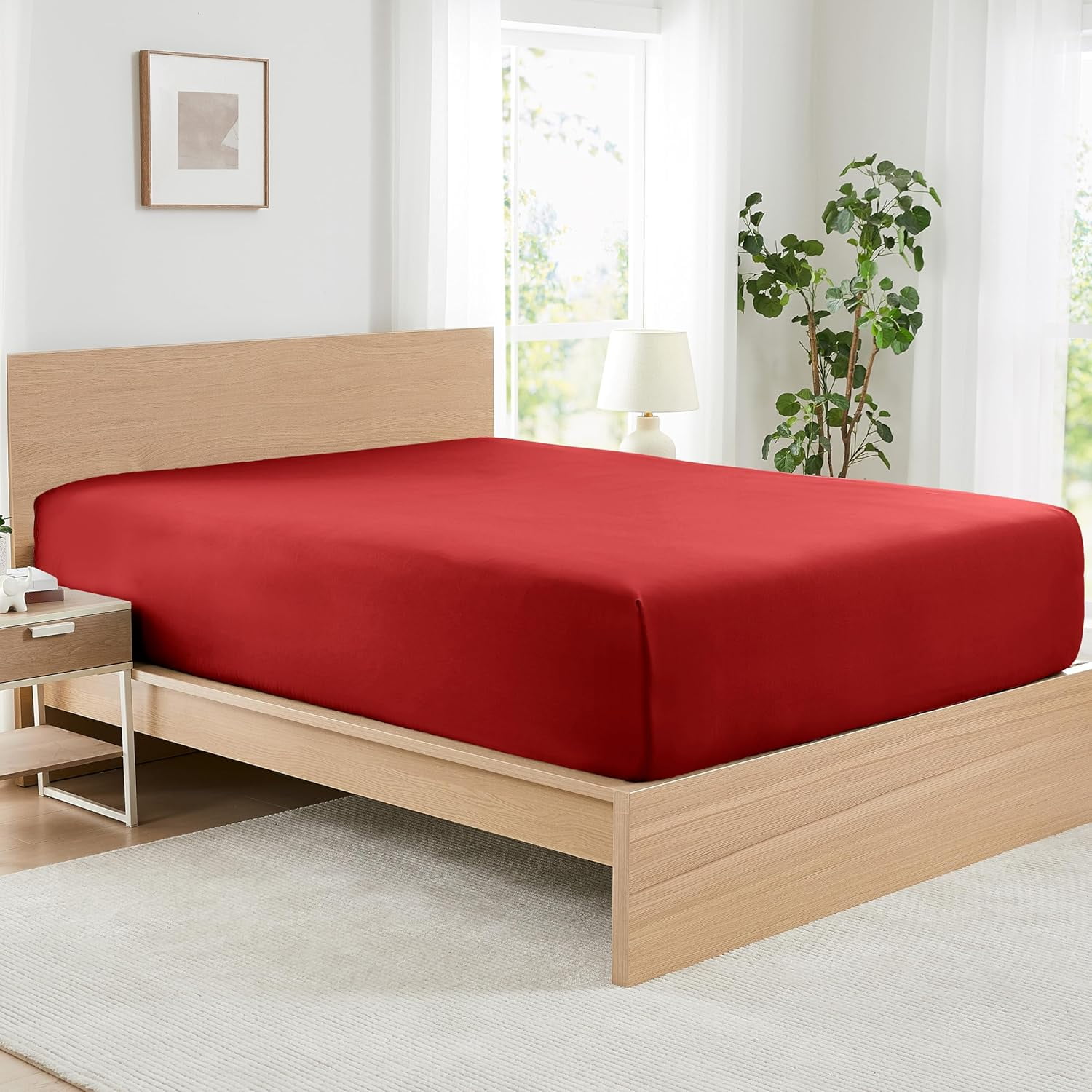 Two-Pack Deep Pocket Fitted Sheets, Queen Size, 21" Deep Queen Fitted ...