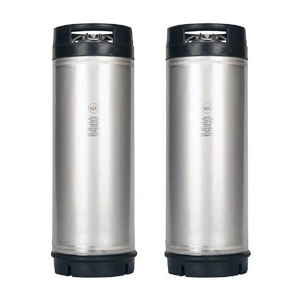 Two Pack of New 5 Gallon Silver Stainless Steel Ball Lock Kegs with ...