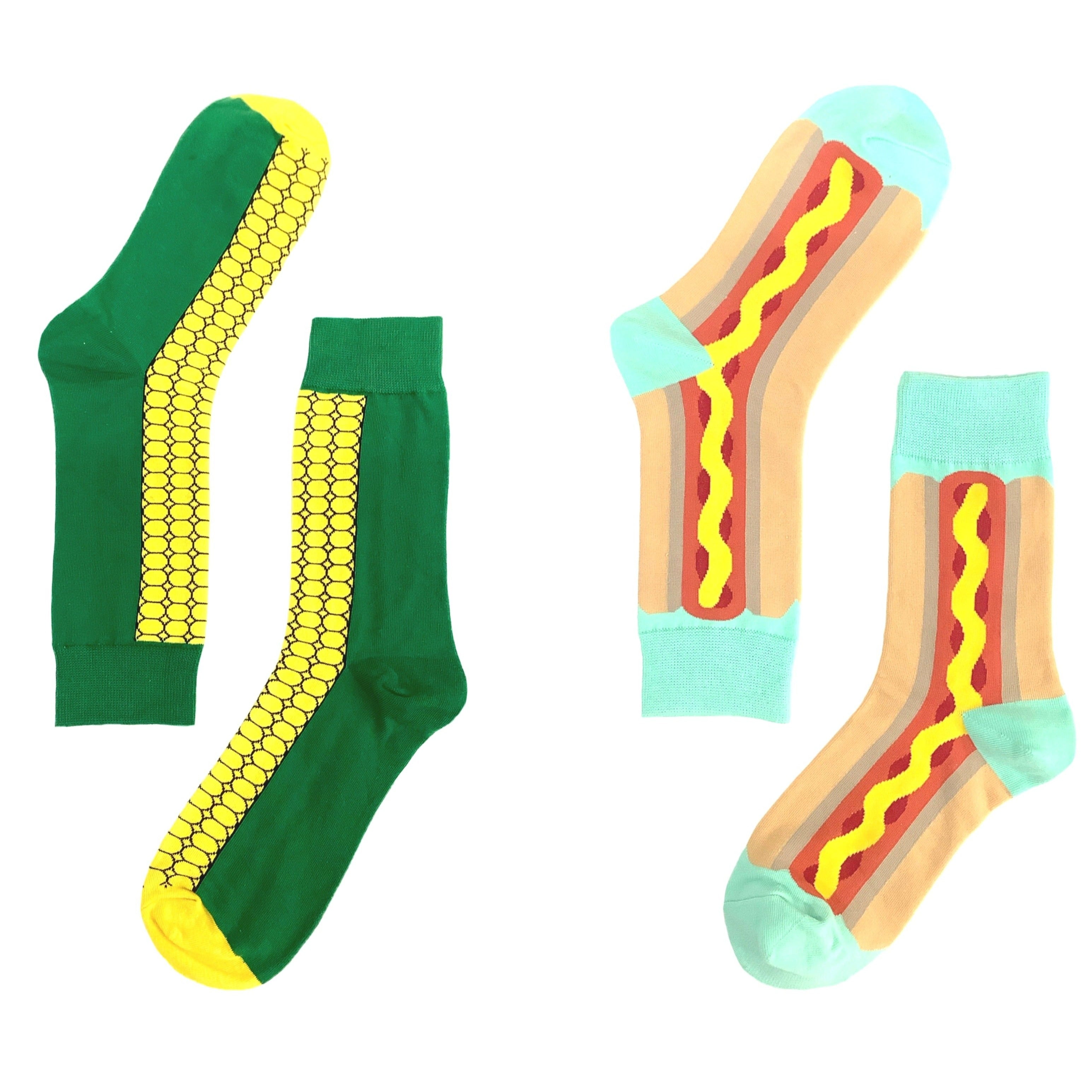 Two Pack of Outdoor Grill Picnic (Hot Dog and Corn on the Cob) Socks ...