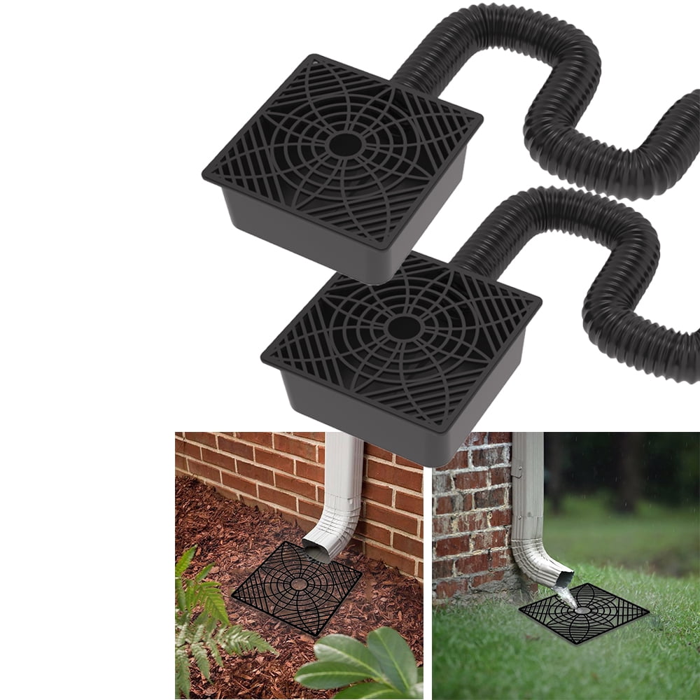 (Two Packs) Black Upgraded Gutter Downspout Extensions Flexible, No Dig ...