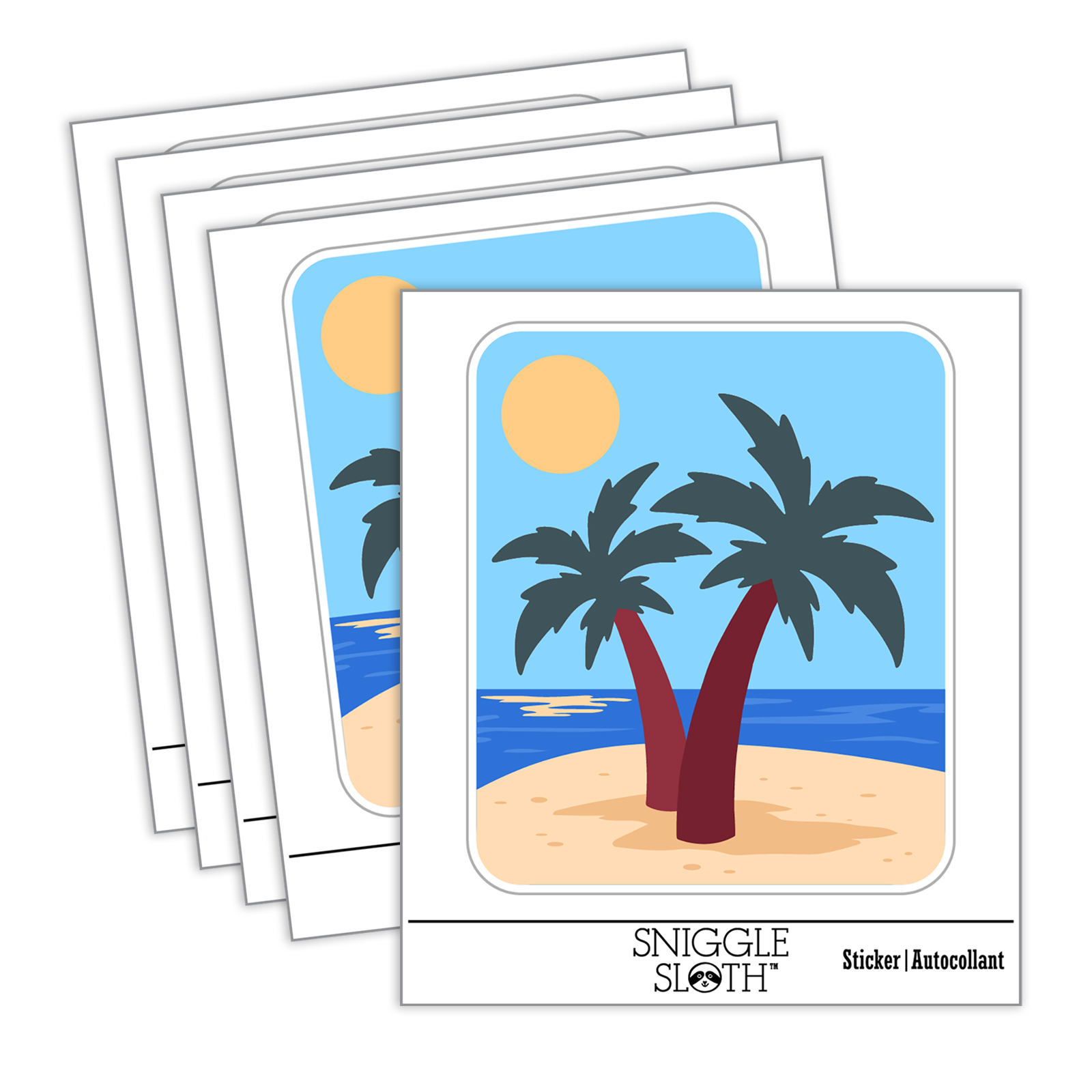 Two Palm Trees Tropical Car Window Bumper Water Bottle Phone Tablet ...