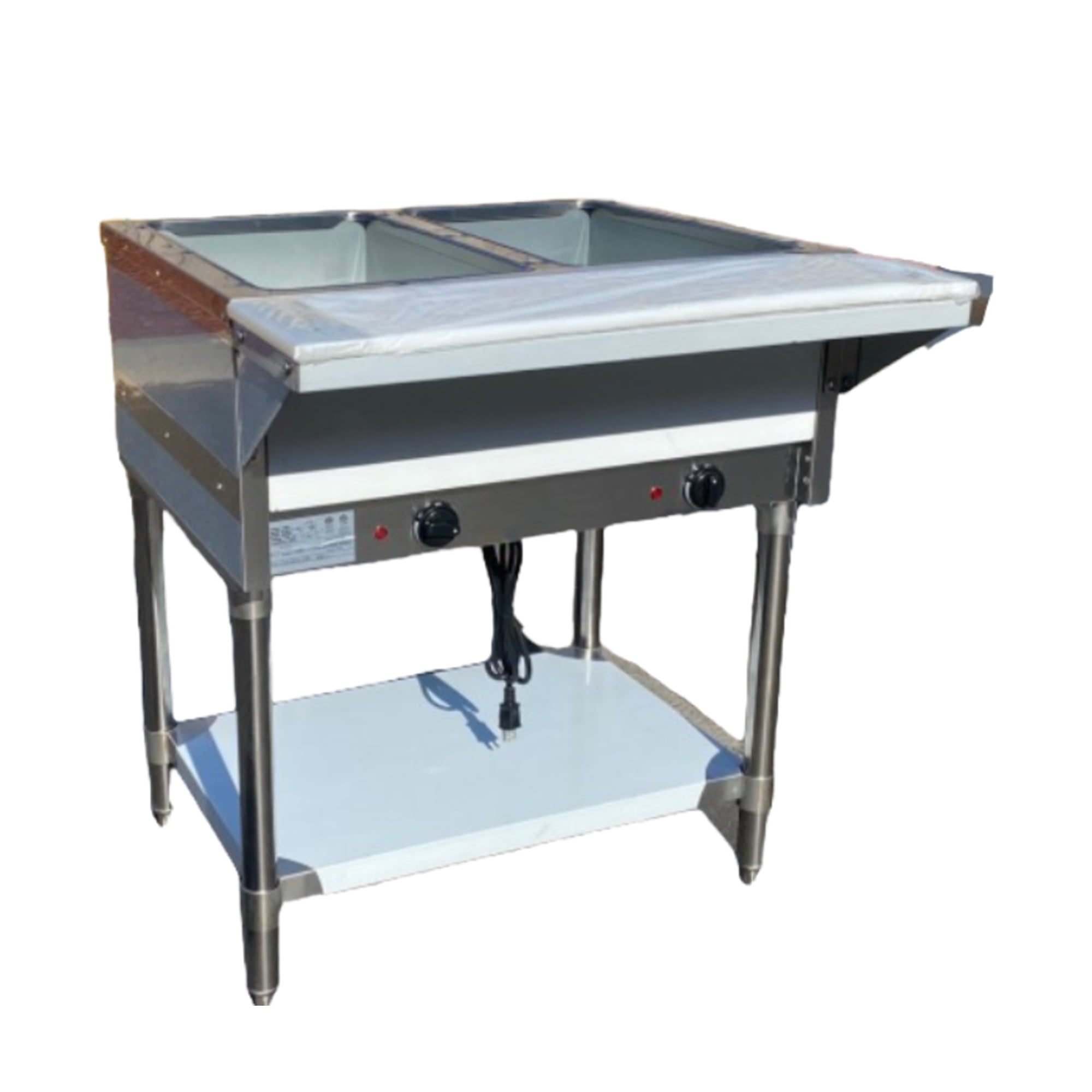 Two Pan Open Well Electric Steam Table with Undershelf, 1000W Steam ...
