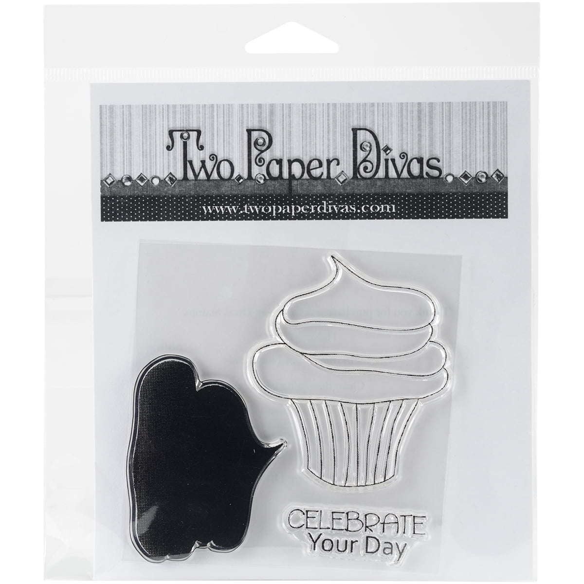 Two Paper Divas Clear Stamps 7"X4.5"-Large Cupcake, Pk 1, Two Paper ...