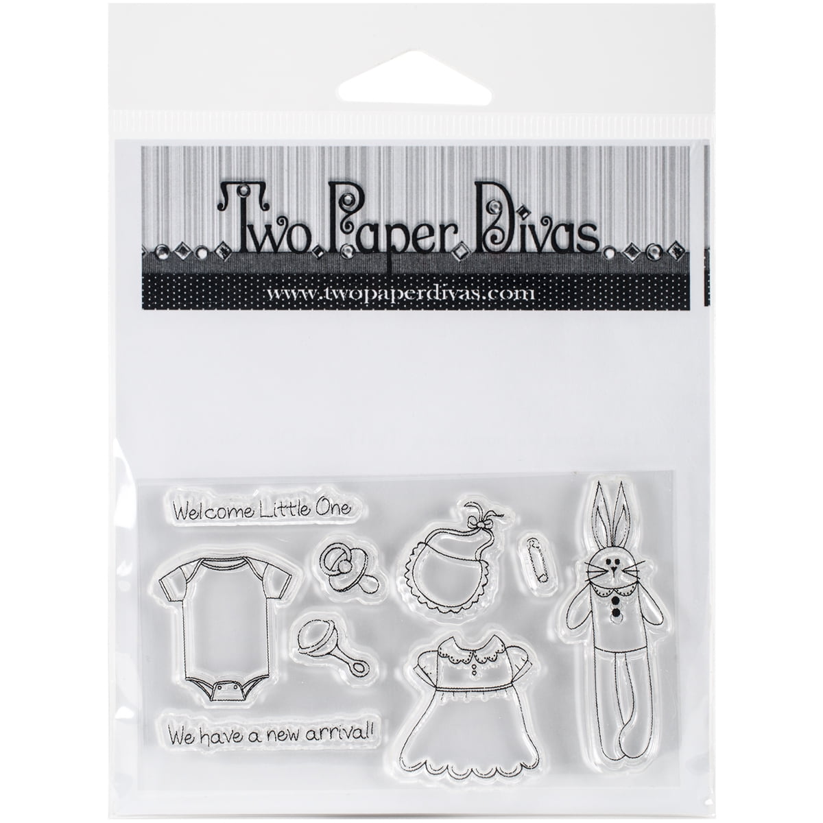 Two Paper Divas Clear Stamps 8.5"X4.5"-Baby Clothesline Accessories, Pk ...