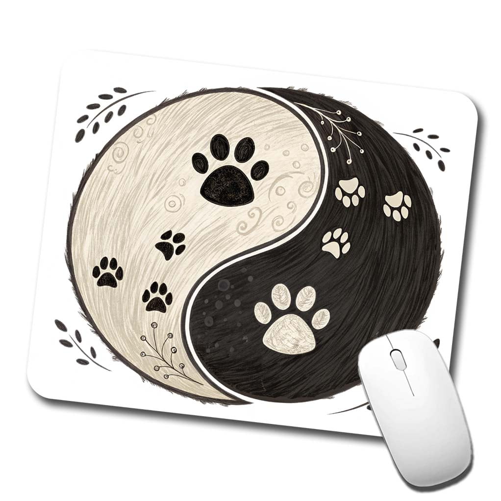 Two Paw Prints Yin Yang Dark Light Mouse Pad Low Profile Gaming Mat ...