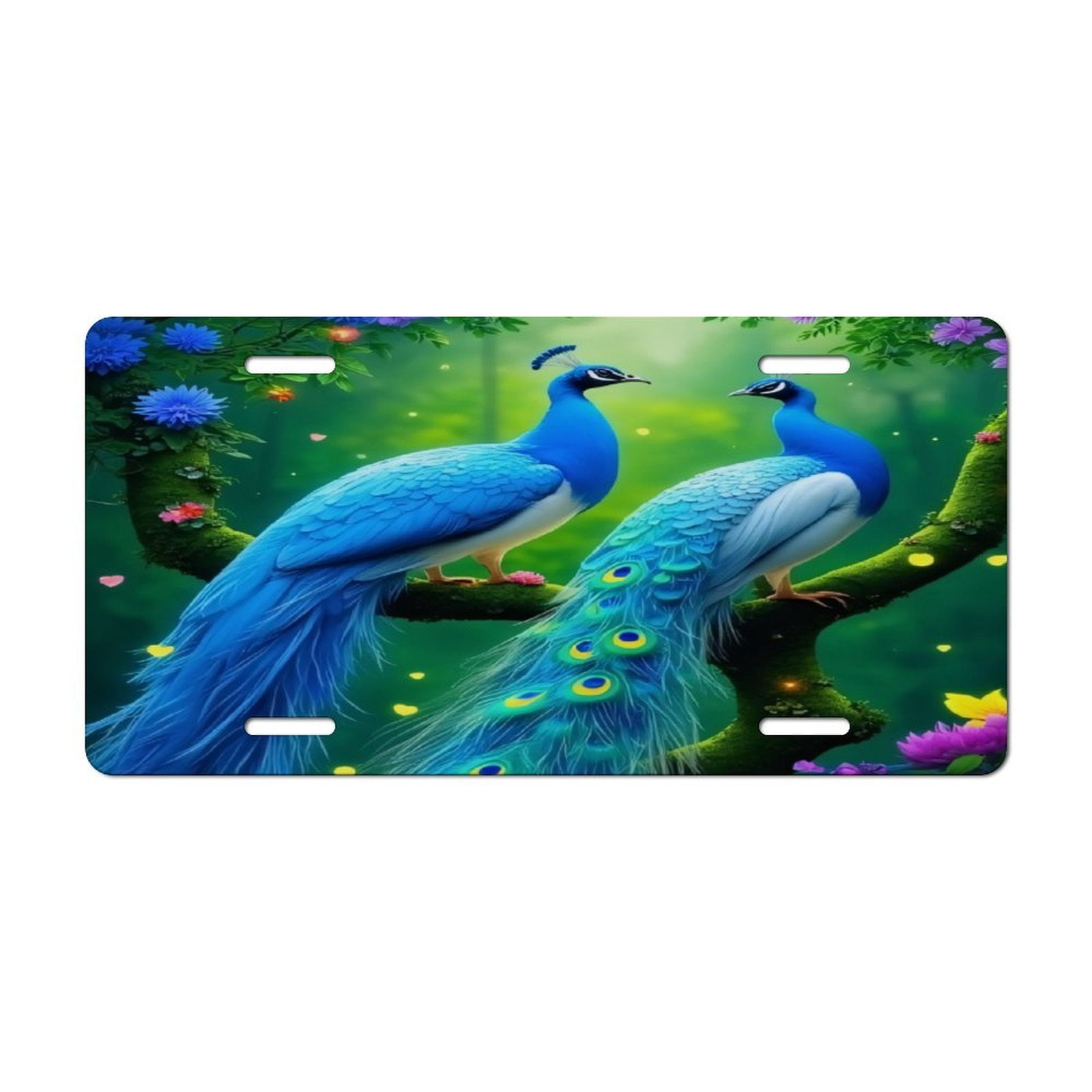 Two Peacocks in A Magical Forest Car Decorative Front License Plate ...