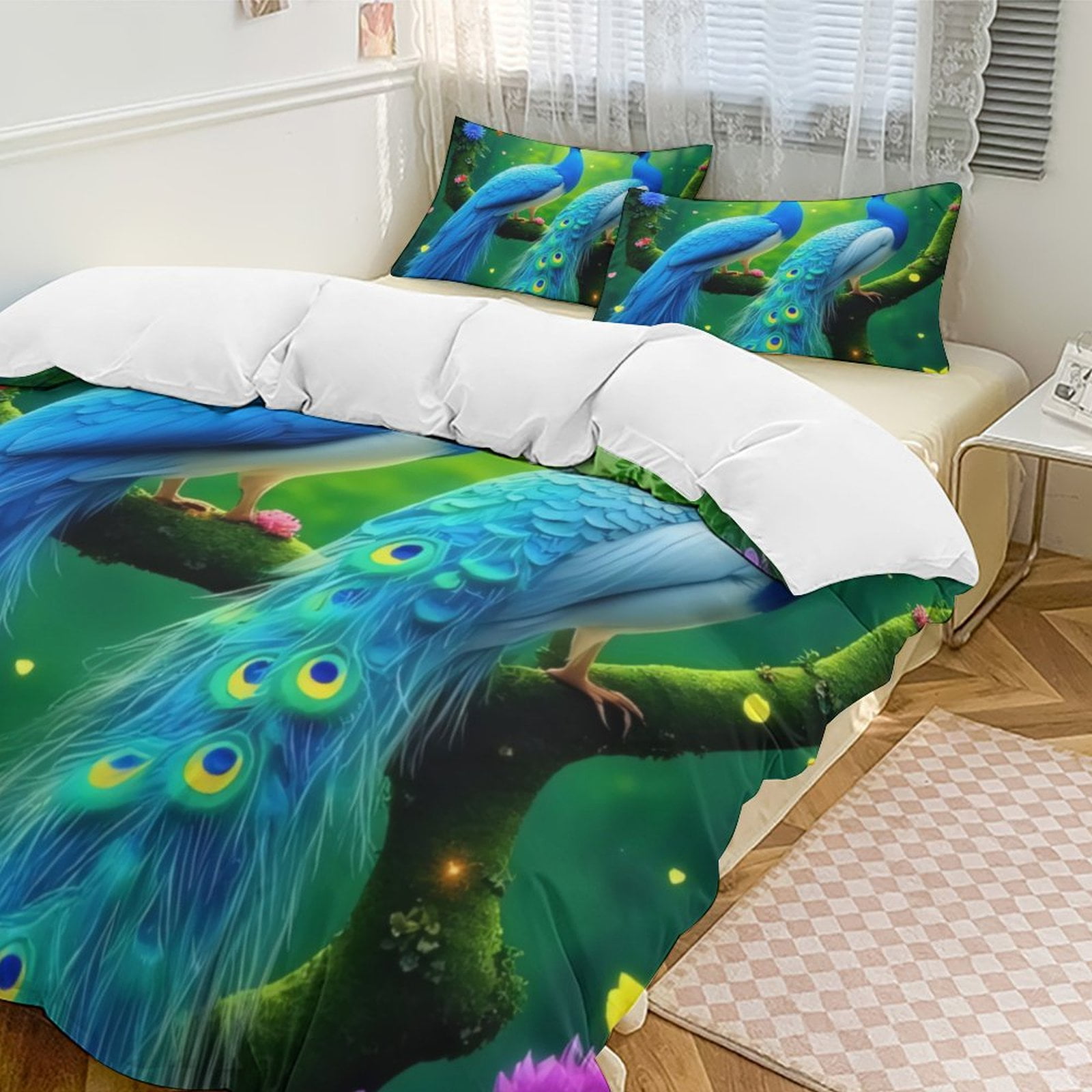 Two Peacocks in A Magical Forest 3D Duvet Cover Set Quilt Cover Theme ...