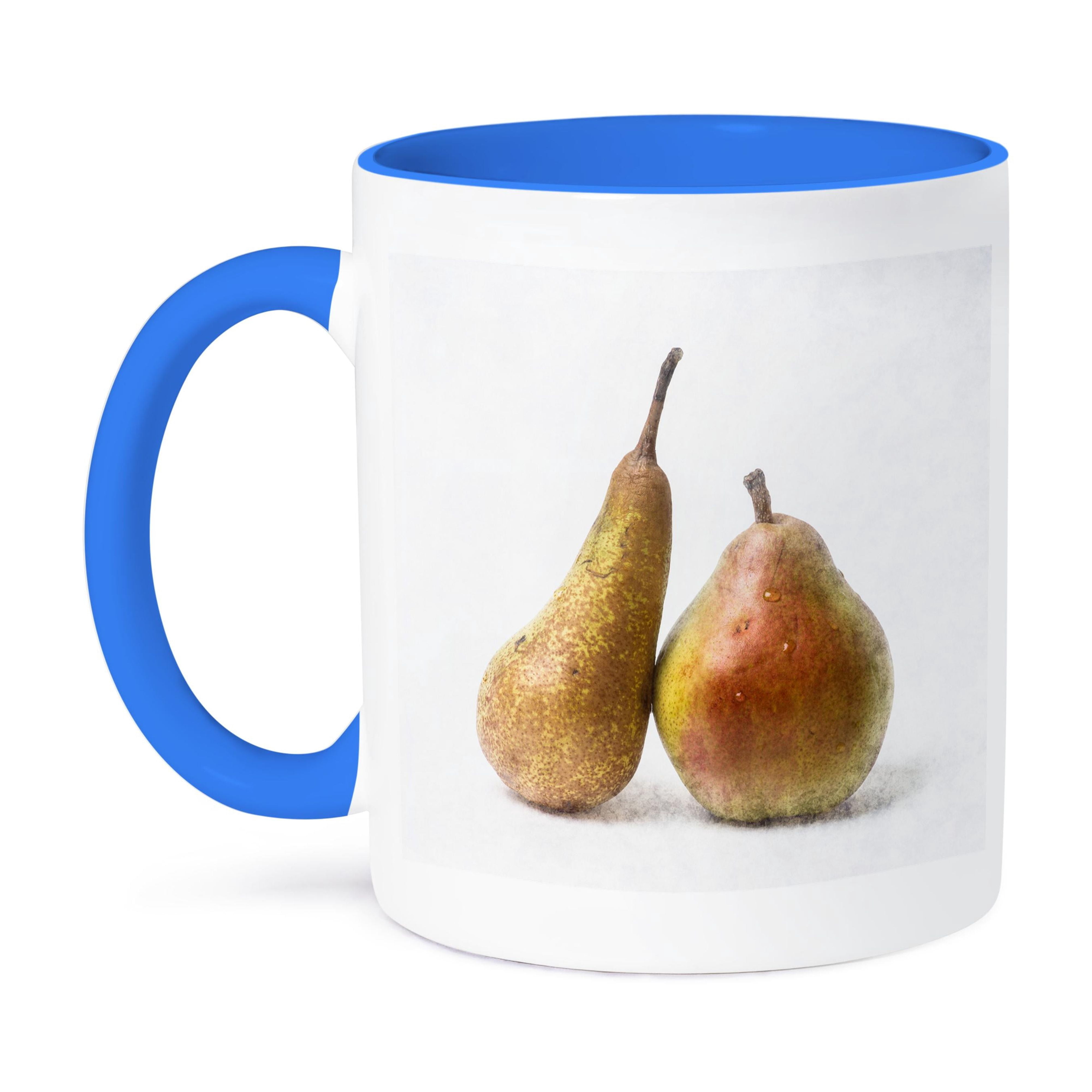 Two Pears On White Background. Stylized Photo, 11oz Two-Tone Blue Mug ...